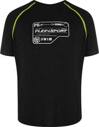 Plein Sport Performance Kurzarm-Logo-T-Shirt in Schwarz