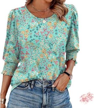 Generic Chemisier habill&eacute; d&eacute;contract&eacute; &agrave; manches longues avec poignets smock&eacute;s, Vert lac, XXL