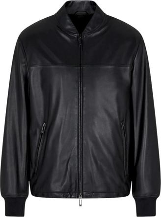 Emporio Armani Homme, Vestes, Noir, Taille: S Blouson en agneau Nappa effet gant