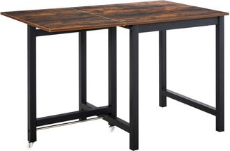 HOMCOM Esstisch ausziehbar klappbar rechteckig K&uuml;chentisch f&uuml;r 4-6 Personen mit Rollen, Esszimmertisch aus Metall 118 x 70 x 76,5 cm Braun - Homcom
