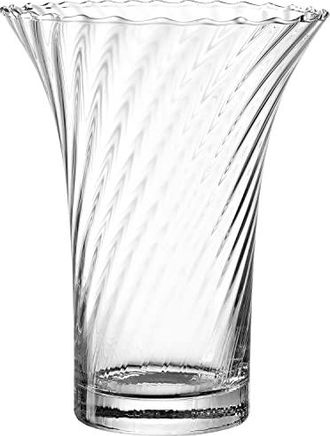 Leonardo Leonardo Ravenna, Blumenvase aus 3D veredeltem Glas, handgefertigte, geschwungene Glasvase in klassischem Stil, Unikat, Höhe: 22 cm, 018610, 1 Stück