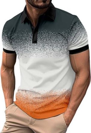 Generic Polo décontracté pour homme - Chemises de golf hawaïennes à revers - Coupe droite - Haut imprimé - Chemisier de vacances dété - Chemisier tendance à m