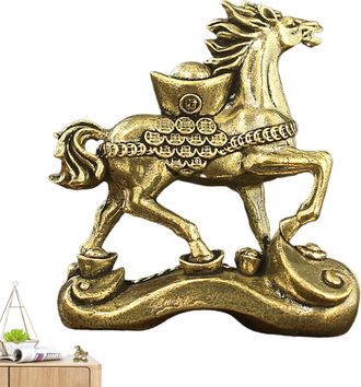 Generic Pferdefiguren - 2026 Messing Chinesisches Neujahr Viel Gl&uuml;ck Ornament, Jahr des Pferdes 2026 Figur f&uuml;r B&uuml;ro, Reichtum, Erfolg, Gl&uuml;ck- | Geeignet f&uuml;r W