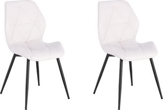 SVITA Jamie 2er Set Esszimmerstühle Polsterstuhl Wohnzimmerstuhl Küchenstuhl mit Rückenlehne gepolstert Kunstleder Weiß