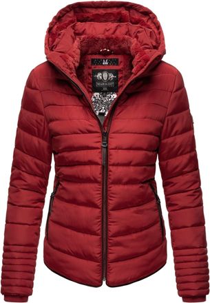 Marikoo Damen Winter Jacke Steppjacke Stehkragen Teddyfell warm gefüttert B354 [B354-Amber-Blood-Red-Gr.XS]