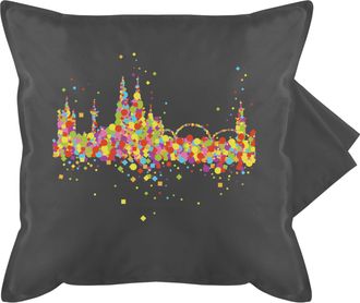 Shirtracer Kissenbezug - Karneval & Fasching - Kissen - Konfetti Skyline Köln I Kölle I Kölner Dom Konfetti - 50 x 50 cm - Grau - karnevalskissen Fasching- Koeln