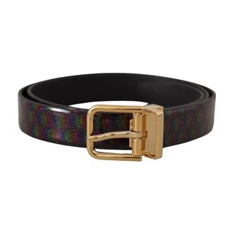 Dolce & Gabbana Regenbogen Glitzer Lackleder G&uuml;rtel - - Accessories - Herren - Schwarzk - 90 CM