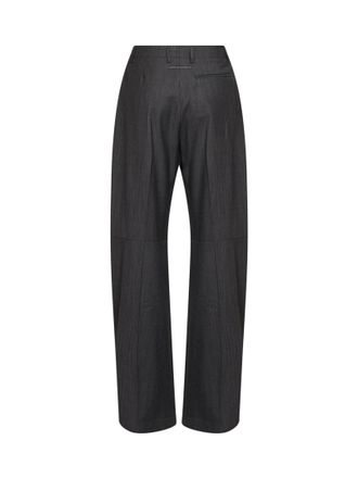 Maison Margiela Womens Trousers Wool-Blend Wide Leg Grey Virgin Wool