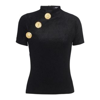 Balmain Femme, Tops, Noir, Taille: 38 FR Velvet Jersey Top
