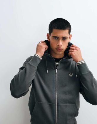 Fred Perry sweat-shirt zipp&eacute; &agrave; capuche kaki-Vert