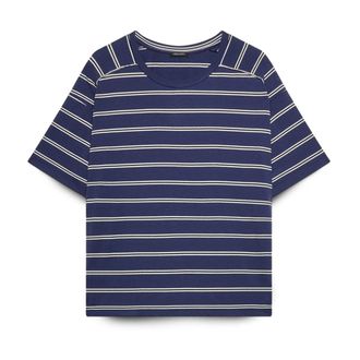 Fiorella Rubino Gestreiftes Jersey-T-Shirt aus Viskosemischung - - Tops - Damen - Blau - M