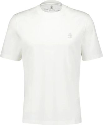 Brunello Cucinelli Homme, Tops, Blanc, Taille: XL T-shirt en jersey de coton