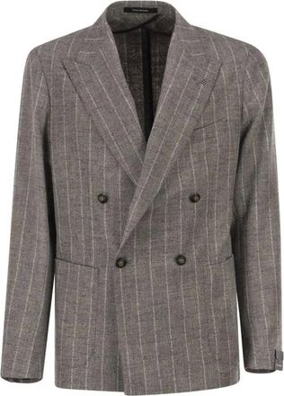 Tagliatore Homme, Vestes, Gris, Taille: 2XL Blazer ray&eacute; crois&eacute;