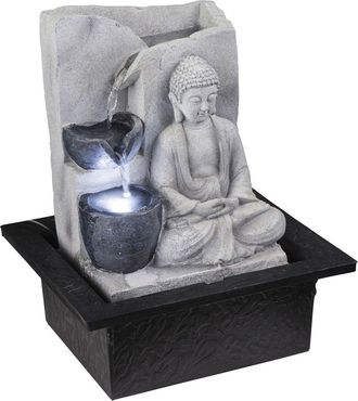 Globo Lighting LED Tisch Spring Brunnen Buddha Design Wasser Spiel Wohn Zimmer Dekoration grau 93019