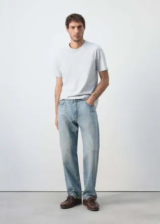 Mango T-shirt slim fit 180 g/m&sup2; vert d&acute;eau - Homme - XXL - MANGO MAN