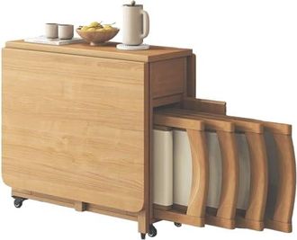 Generic Tables &agrave; Manger Ensemble Table et chaises de Salle &agrave; Manger Pliables, Table &agrave; abattant r&eacute;tractable for la Maison, avec 4 chaises et roulettes, Aucun A