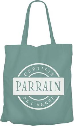 Fabulous Tote Bag Sac Shopping en Toile Turquoise - Certifi&eacute; Parrain de lAnn&eacute;e Parrain Famille - 10 L