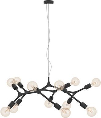 Eglo Pendelleuchte Bocadella, 12 flammige H&auml;ngelampe Industrial, Extravagant, H&auml;ngeleuchte aus Stahl in Schwarz, Esstischlampe, Wohnzimmerlampe h&auml;ngend mit