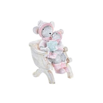 DKD Home Decor Weihnachtsdekoration der Marke, Beige, Grau und Rosa, aus Harz (8 x 5,5 x 10 cm)