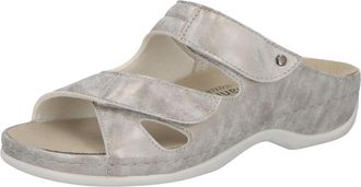 Berkemann Janna Bequeme Damen Pantolette Leder mit herausnehmbarem Fußbett, Stretcheinsätzen und Klettverschluss, Damenhausschuh Sandale