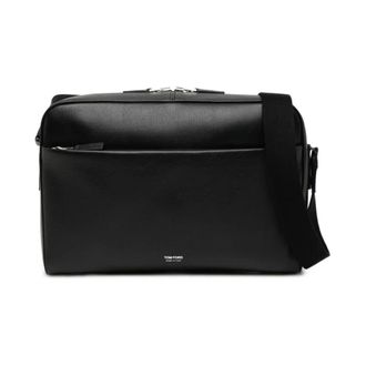Tom Ford Homme, Sacs, Noir, Taille: ONE Size Sac bandouli&egrave;re minimaliste en cuir grain&eacute;