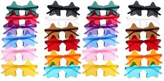 Beaupretty OATIPHO Lunettes de Soleil sans Monture d&Eacute;toile Ensemble de 24 Pi&egrave;ces Multicolores Accessoires Fantaisie L&eacute;gers pour F&ecirc;tes et Soir&eacute;es Lunettes Amusant
