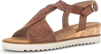 Gabor Damen Keilsandalen, Frauen Sandalen,Leichte Mehrweite (G),Strandschuhe,Keilsandaletten,Keilabsatz,flach,Camel (Kork/Creme),36 EU / 3.5 UK