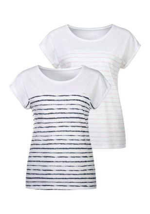 Beach Time T-Shirt mit Streifendesign (2er-Pack) aus weicher Baumwoll-Qualit&auml;t