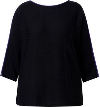 Ulla Popken Strickpullover Pullover Piping U-Boot-Ausschnitt 3/4-Arm