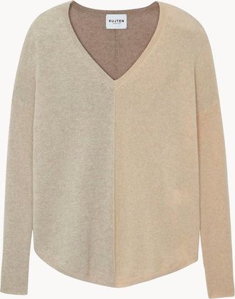 Kujten Pull cachemire col V oversize liquette - Pull Misha Colorblock