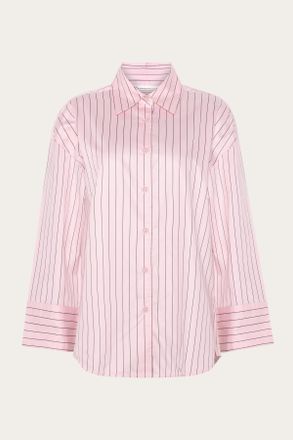 Knowledge Cotton Apparel Damen vegan Hemd Dew Relaxed Stripe Rot