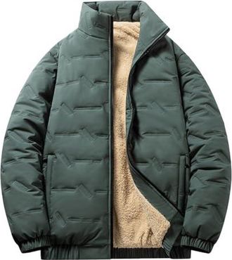 Generic Veste dhiver en polaire pour homme avec fermeture éclair intégrale et col montant classique avec poches, veste ample coupe-vent chaude pour la marche 