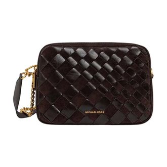 Michael Kors Sac bandouli&egrave;re appareil photo moyen Bryant en cuir tress&eacute; - Femme - Sacs - Brun - Taille: ONE Size