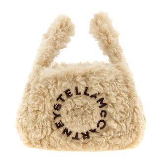 Stella McCartney Sac port&eacute; &eacute;paule en shearling logo - Femme - Sacs - Beige - Taille: ONE Size