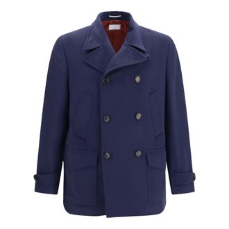 Brunello Cucinelli Manteau crois&eacute; en laine - Homme - Manteaux - Bleu - Taille: M