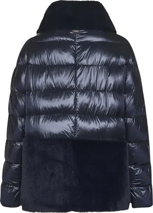 Herno Nylon and Faux Fur Puffer Down Jacket - Blue
