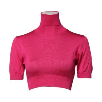 Dolce & Gabbana Rosa Seidenstrick Turtleneck Top - - Knitwear - Damen - Rosa - S