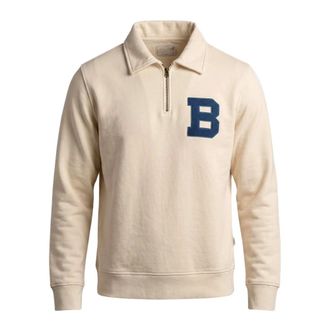 Bl'ker Blker - SweaT-shirt universitaire Rudgers &agrave; demi-zip - Homme - Sweatshirts et sweats &agrave; capuche - Beige - Taille: L