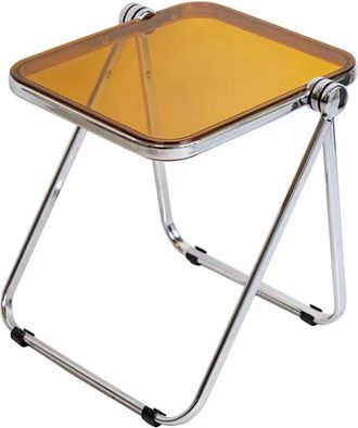 Generic Acryl Beistelltisch Zusammenklappbar Couchtisch Klappbar Durchsichtig Nachttisch Freizeittisch Arbeitszimmer Zuhause Büro Ausstellung(Amber)