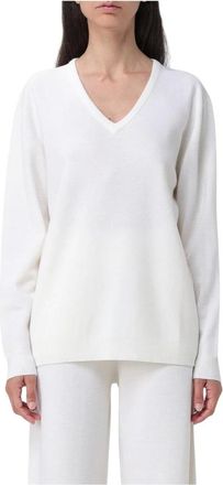 Max Mara Femme, Pulls, Blanc, Taille: 42 FR Haut en maille &agrave; col en V