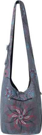 vishes Damen Umh&auml;ngetasche Stoff Beuteltasche Schulter Taschen Yogi Bag Baumwolltasche Mandala grau