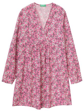 Benetton Kleid 4YRNDV037, rosa Blumenmuster 82A, XS f&uuml;r Damen, Rosa Gemustert Blumen 82a, XS