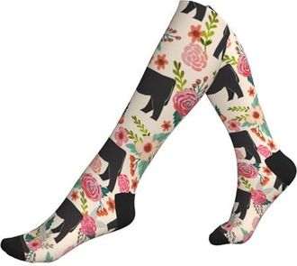 Generic Chaussettes De Contention Impression De Boeufs De Concours De Fleurs Rouges Chaussettes Randonnée Durable Décontractées Planche À Roulettes Bonneterie