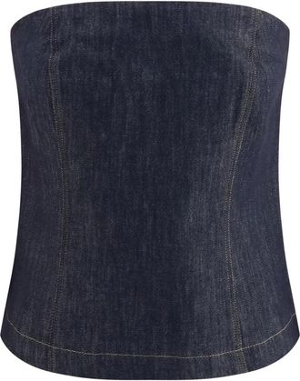 Brunello Cucinelli Denim-Effekt Twill Bandeau-Top - - Tops - Damen - Blau - XS