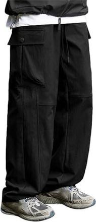 Generic Salopette structur&eacute;e pour homme avec poches multiples et jambes droites en polyester d&eacute;contract&eacute;, Noir, XXL