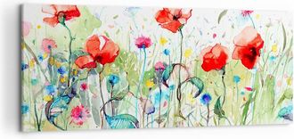 Arttor Wandbilder Dekoration Wohnzimmer Blumen Wiese Blatt Natur Panorama Bilder auf Leinwand 120x50cm Leinwandbild Schlafzimmer Küche Wand Kunstdruck Art Gr