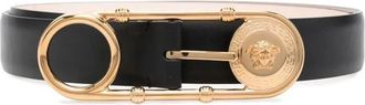 Versace Femme, Accessoires, Noir, Taille: 80 CM Safety Pin Leather Belt 3 cm