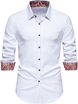 Generic Chemise d&eacute;contract&eacute;e &agrave; manches longues pour homme, Blanc., XXL