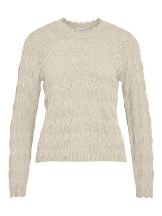 Vila Rundhalspullover VILOWEN L/S POINTELLE KNIT TOP/PB
