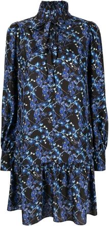 Karl Lagerfeld Orchideen Seidenkleid - Blau- 38 DK / 44 IT - - Dresses - Damen - Blau - M